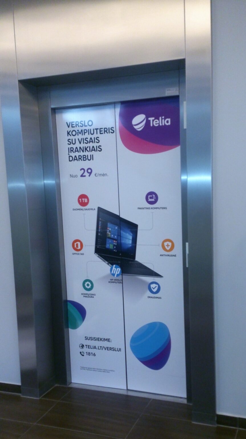 Telia kliento reklama verslo centruose - www.grabmedia.lt