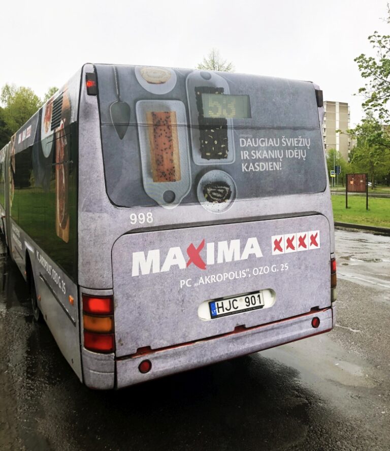 Maxima parduotuvės reklama ant autobusų - www.grabmedia.lt