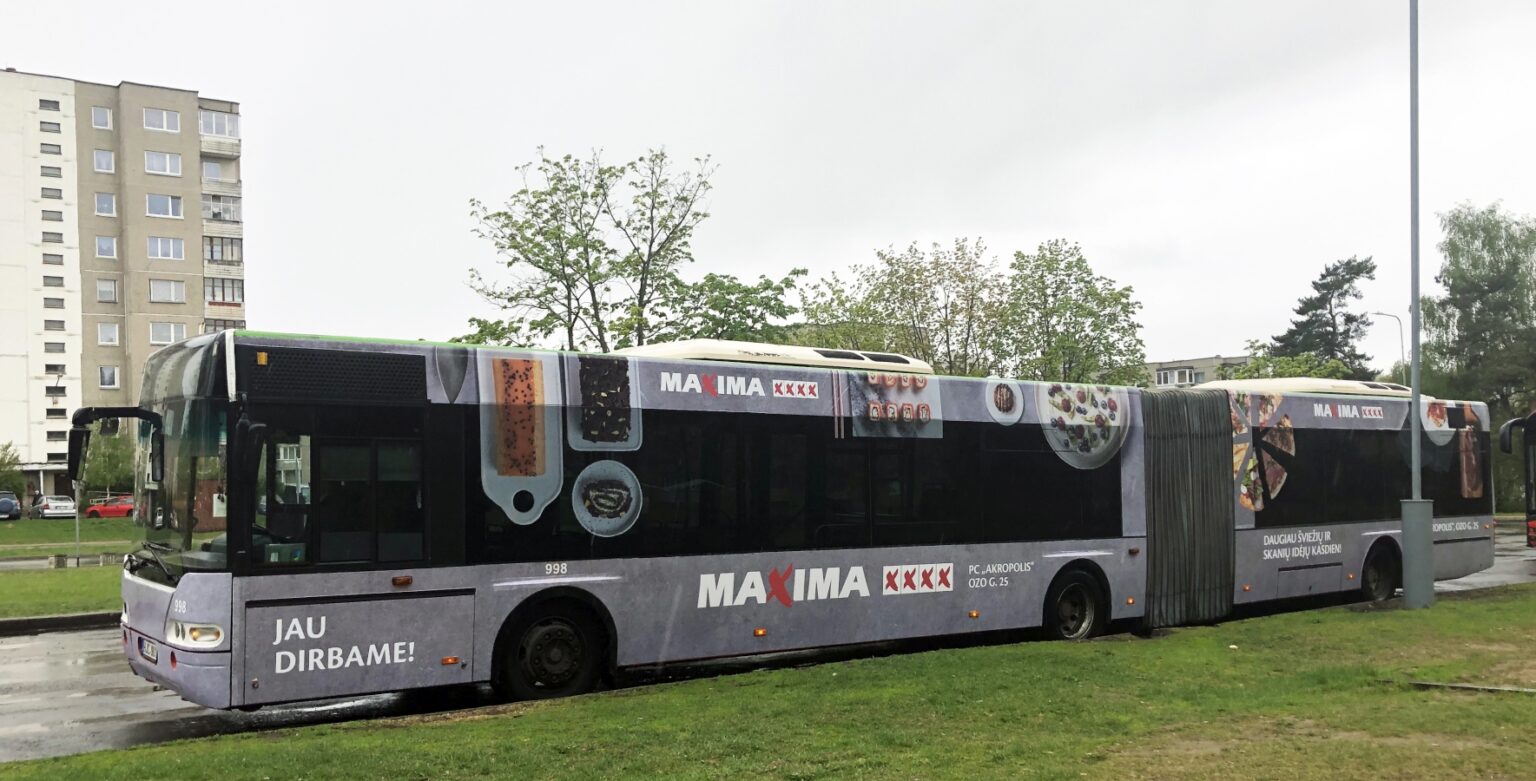 Maxima parduotuvės reklama ant autobusų - www.grabmedia.lt